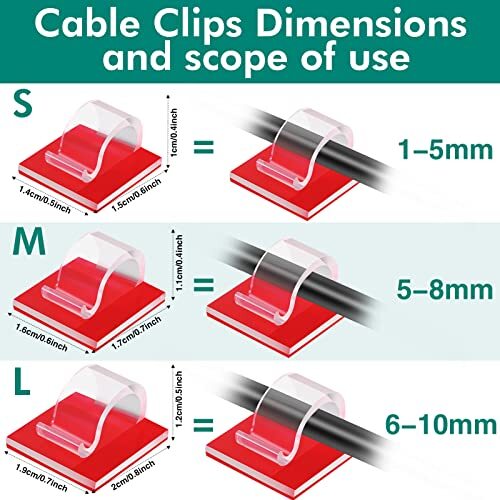 60 Pieces Mini Cable Clips Self Adhesive Light Clips Light Hooks Wire ...