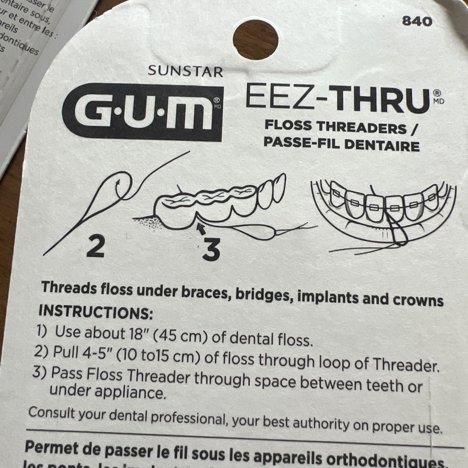 GUM EEZ-THRU Floss Threaders 25 Count Blue LOT OF 6 - 150 Total | eBay
