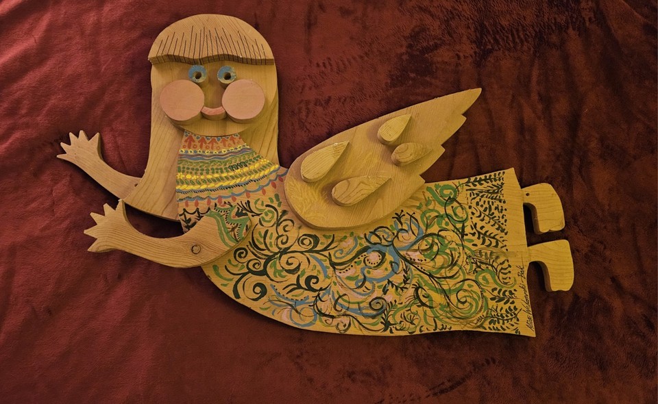 ALICE WADOWSKI-BAK signed Wooden Folk Art ANGEL Large | eBay
