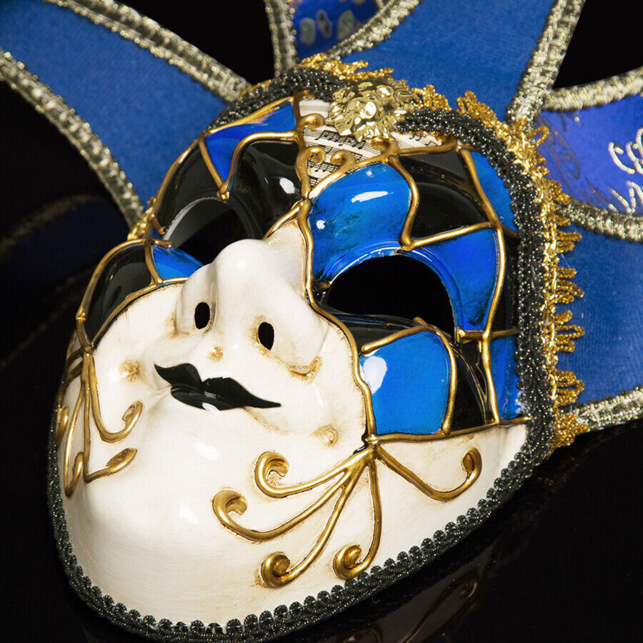Full Face Venetian Theater Jester Joker Masquerade Mask Bells Mardi ...