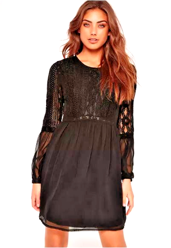 Missguided lace insert skater dress black size 4 us | eBay