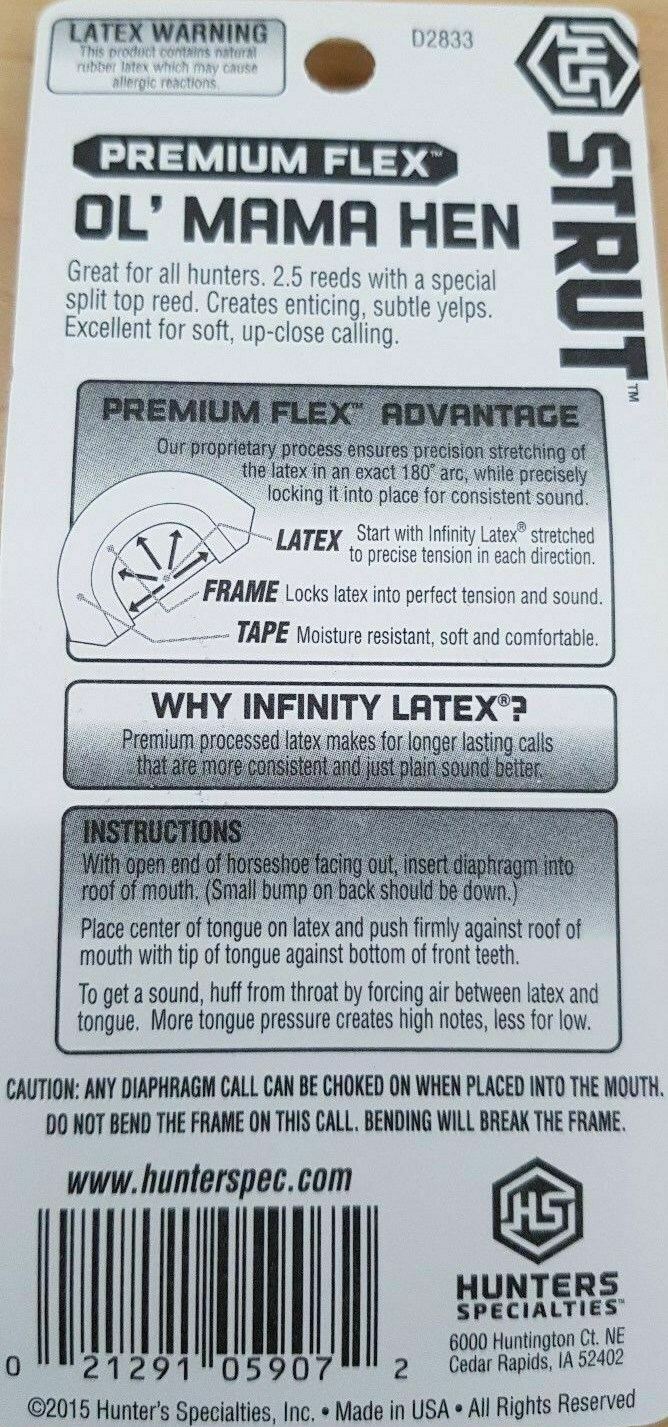 4pk Hunters Specialties Strut Premium Flex OL Mama Hen Turkey Call ...