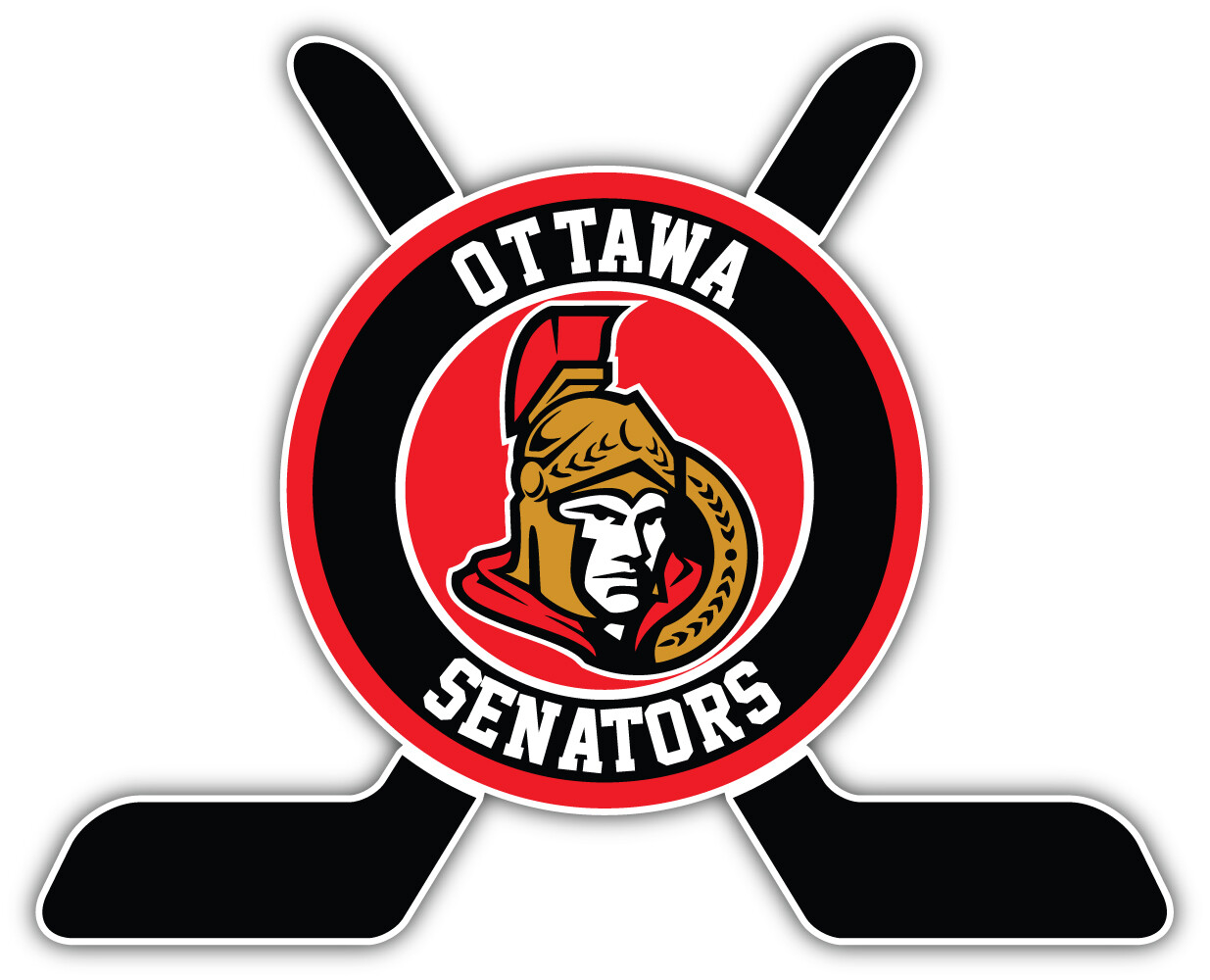 Ottawa Senators Sticks Logo NHL Sport Car Bumper Sticker Decal "SIZES ...