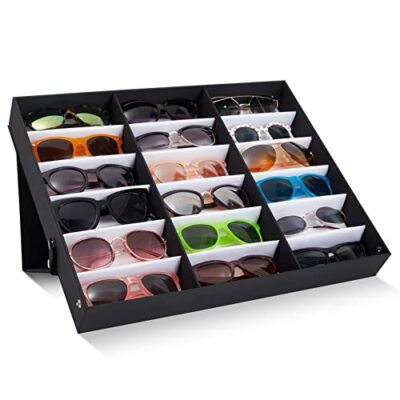 18 Slot Sunglasses Display Case Eyeglass Eyewear Storage Case for ...