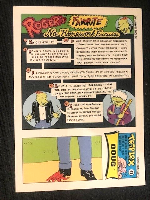 1993 Topps Nickelodeon Doug Snagged by Mr Bone! #43 | eBay