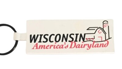 Wisconsin Keychain America's Dairyland Farming Farmer Souvenir Vinyl ...