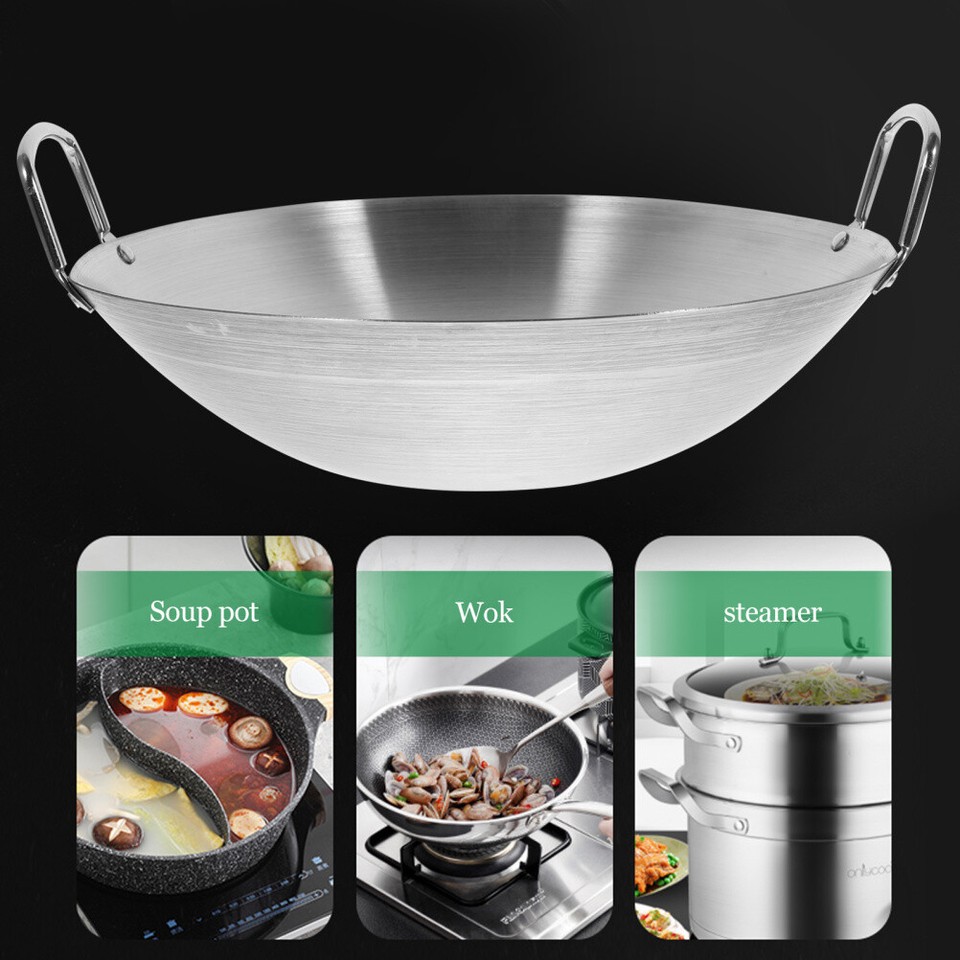 woks& stir- fry pans stainless steel wok Round Bottom Wok 10 Inch Wok ...