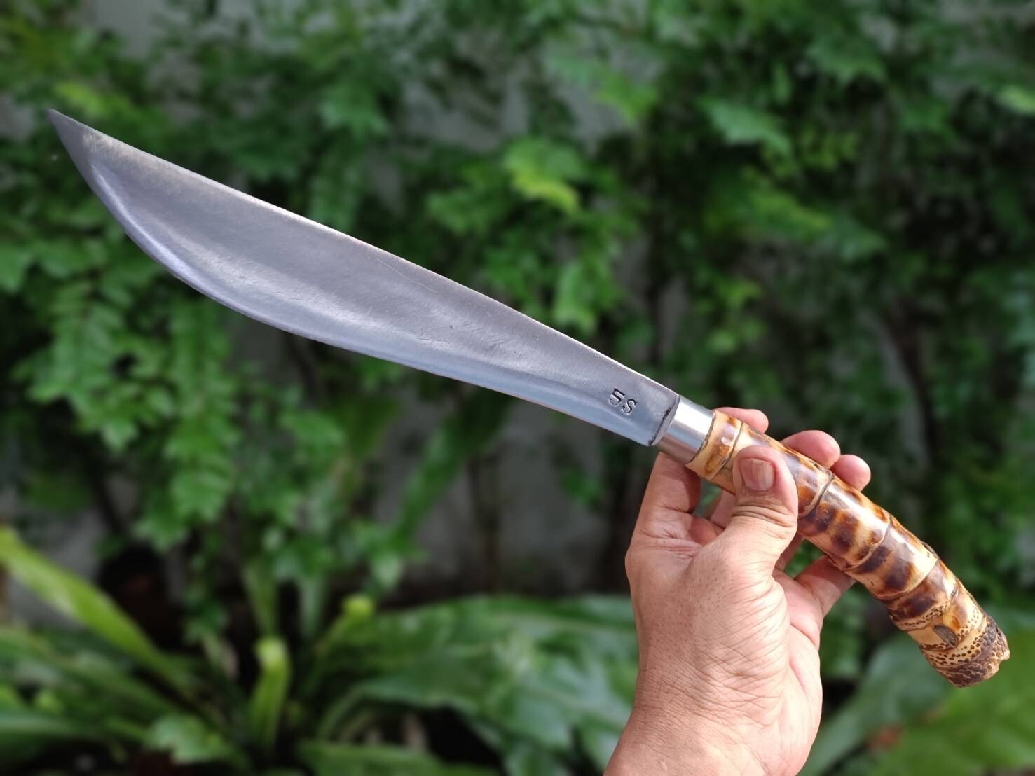 Handmade machete Thai E-nep camping garden knife 11.5” forged, Bamboo ...