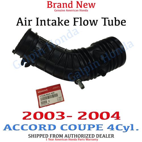 2003-2004 Honda ACCORD 2DR 4-cyl. Genuine OEM Air Intake Flow Tube ...
