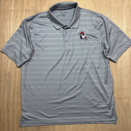 Champion NC State Wolfpack Polo Mens Gray Performance Golf Short Sleeve ...