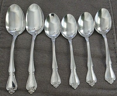 Oneida ARBOR ROSE True ROSE 4 Oval Soup Spoons & 2 Serving spoons ...
