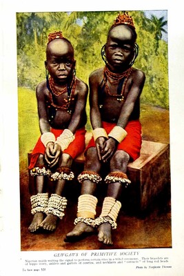 Old Vintage Print C1920 Gewgaws Primitive Society Nigerian Maids Tribal ...
