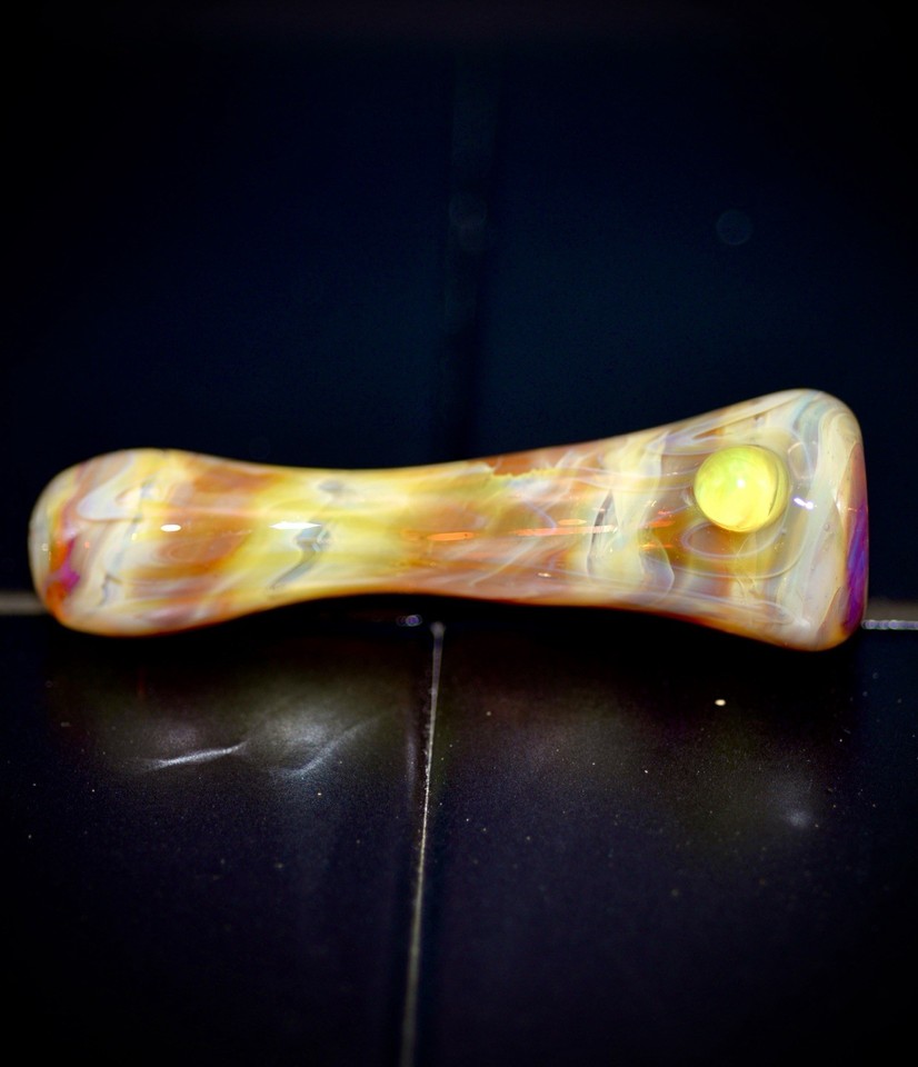 Borosilicate Glass Silver-Fumed Chillum GreenLeaf Glass Studio Unique 1 ...