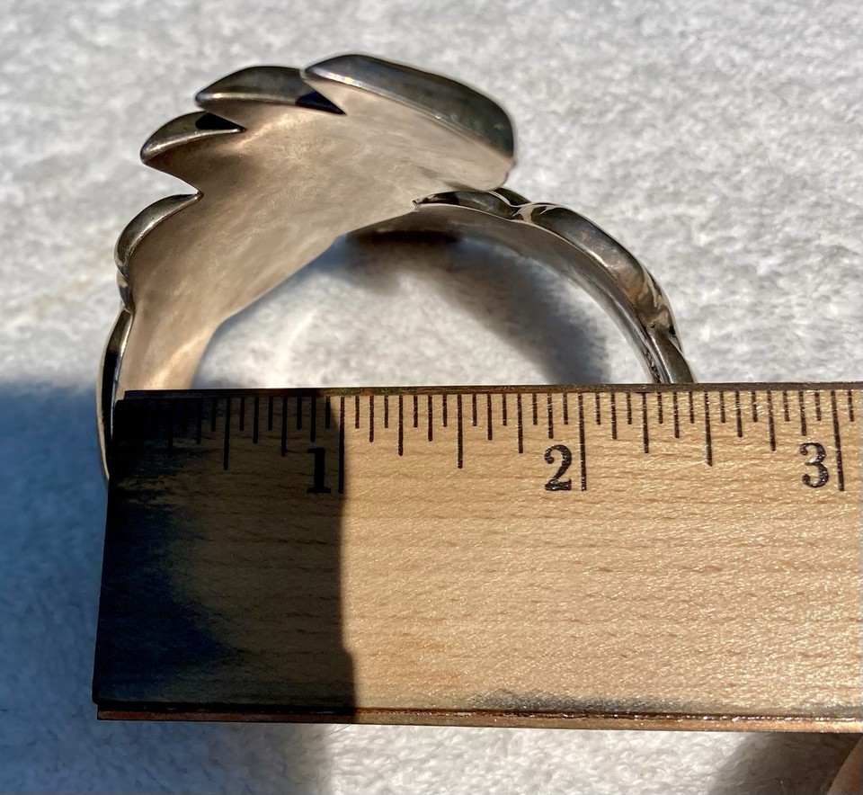 MASSIVE 1940s Sterling Silver Clamp / Cuff Bracelet Taxco Mexico Hinged ...
