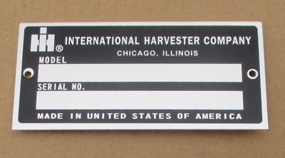 ID SERIAL NUMBER PLATE FOR IH INTERNATIONAL FARMALL 1066 1456 544 656 ...