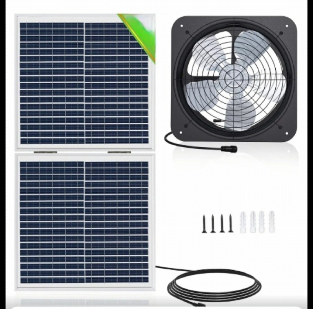 25W Solar Powered Attic Ventilator Gable Roof Vent Fan with 30W ...