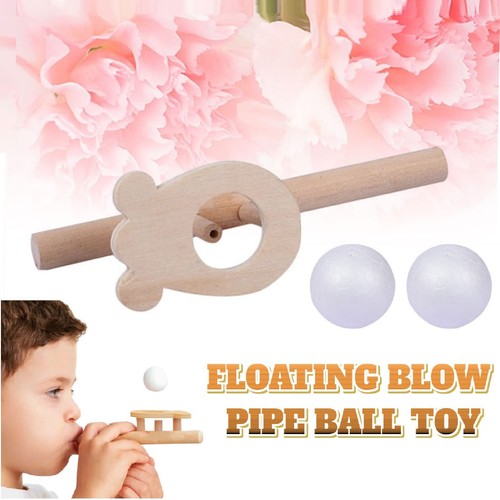 Blowing Floating Ball Toy Wooden Games Floating Blow Pipe Balls Kids ...