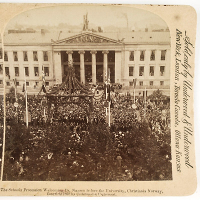 Dr Fridtjof Nansen Procession Stereoview 1897 University of Oslo Norway ...
