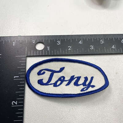 Uniform Patch Name TONY Blue Letter Oval Patch In Cursive 25RE | eBay