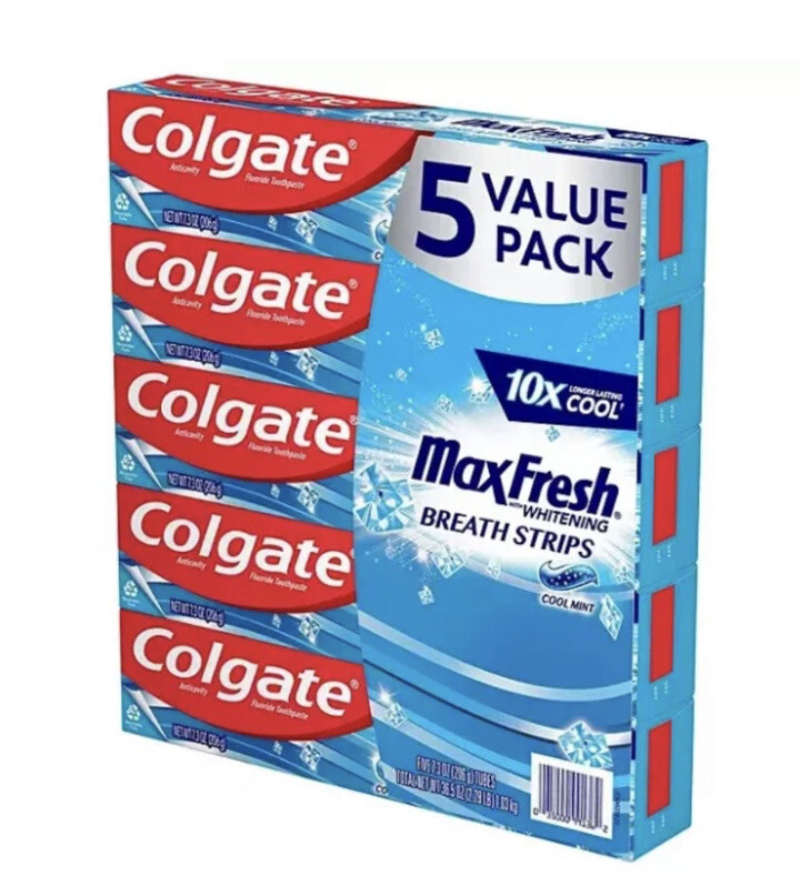 Colgate Max Fresh Toothpaste Breath Strips Cool Mint (7.3 oz., 5 pk ...