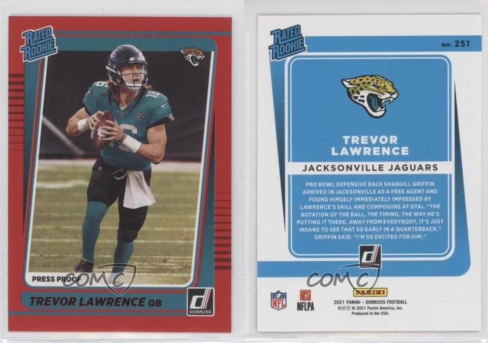 2021 Panini Donruss Rated Rookie Press Proof Red Trevor Lawrence #251 ...