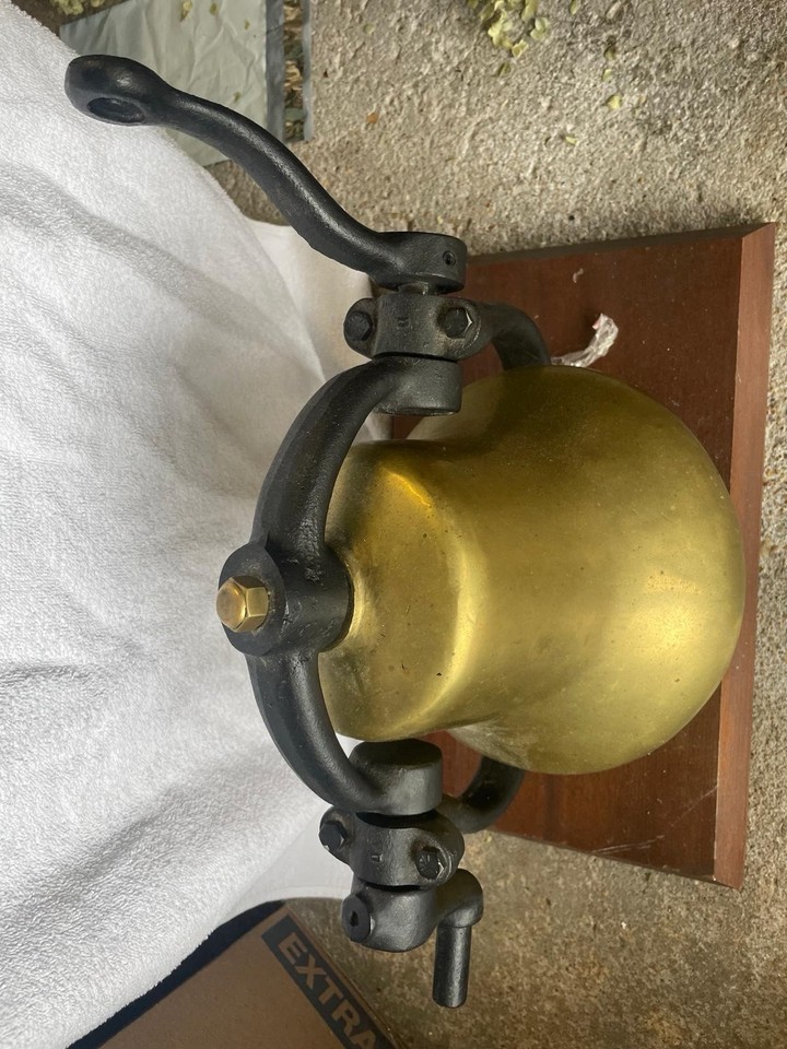 Large Locomotive Brass Bell Cast Iron Base Frame | eBay