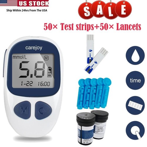 Blood Glucose Kit Glucometer Sugar Meter Monitor Diabetes+Free test ...