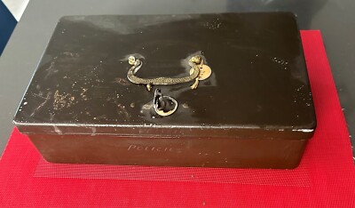 Vintage Metal Lock Box Notary Cash Box Briggs and Stratton 12 X 7 X 3-1 ...