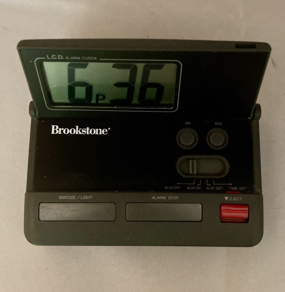Brookstone Digital Travel Clock / Alarm 4 inch works w new battery ...