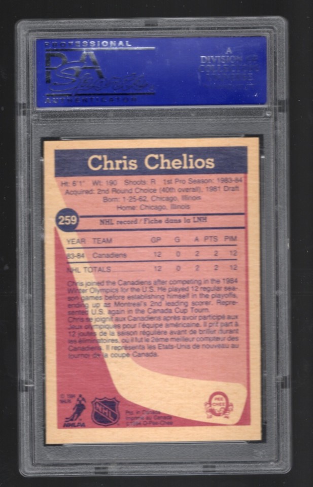 Chris Chelios 1984 O-Pee-Chee #259 PSA 8 NM-MT Montreal Canadians ...