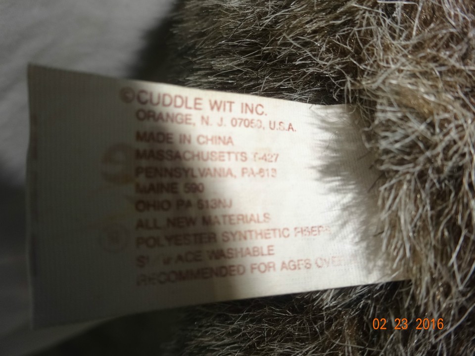 "GATORS" VINTAGE CUDDLE WIT TEDDY BEAR BLUE GRAY ORANGE RIBBON BUTTONE ...