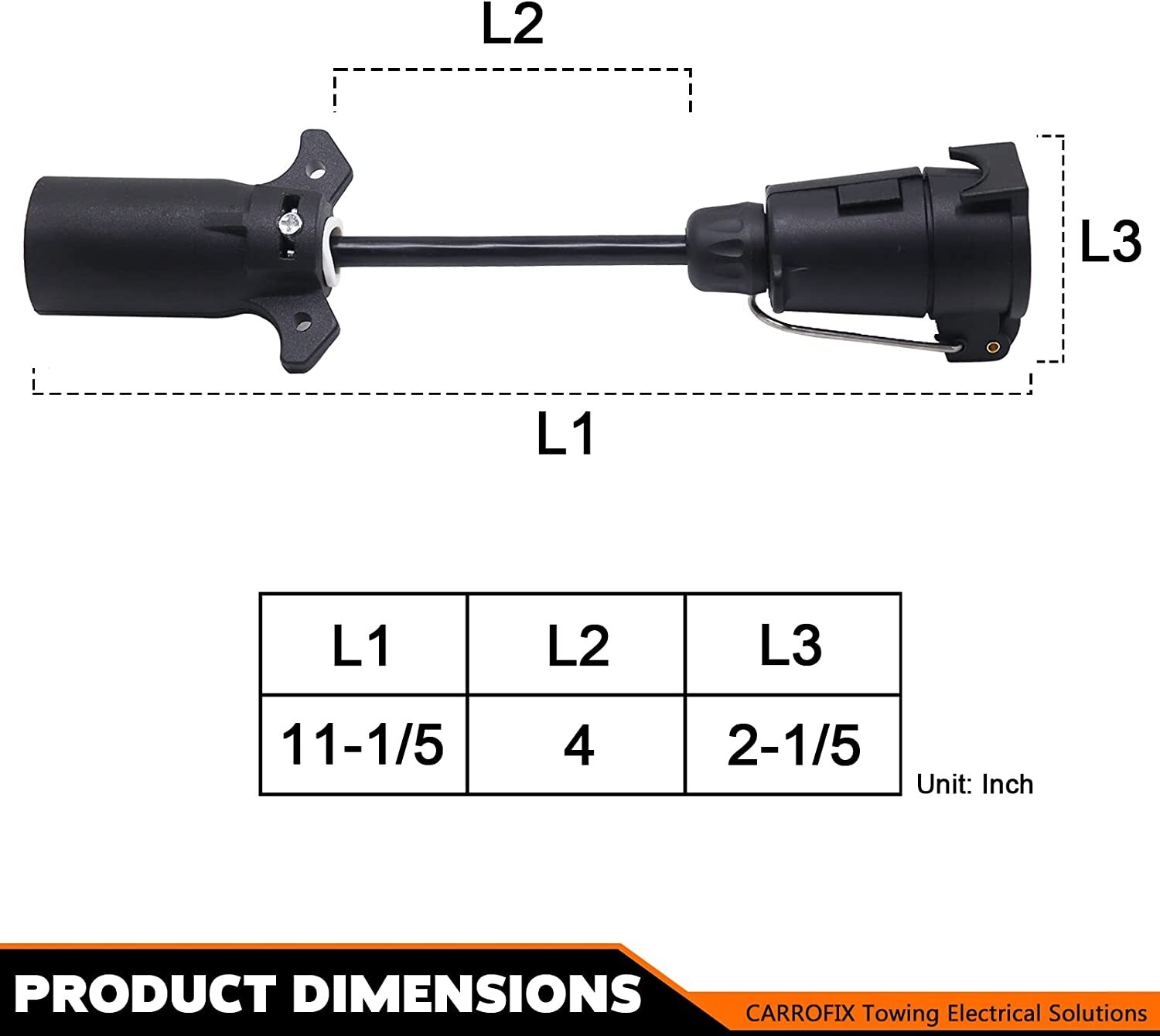 American Style 7 Way Blade to European Style Trailer 7 Way Round Pin ...