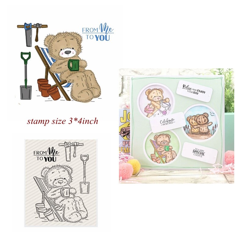 Lovely Bears Friends Clear Stamps Seal Embossing Stencil Album Craft ...