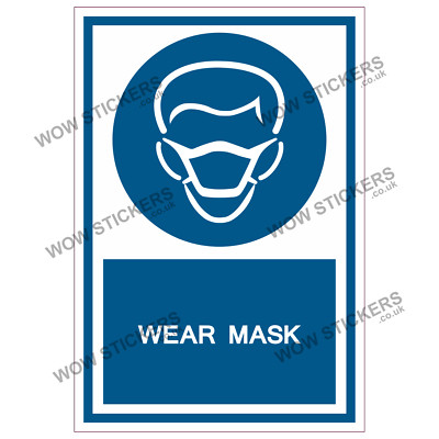 Wear Mask B Health & Safety Sticker Industrial Work Compliance Safety ...