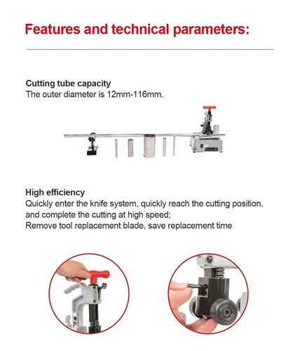 Handheld Pipe Cutting Machine 12-116mm PVC/PP/PE Pipe Cutter Sawing ...