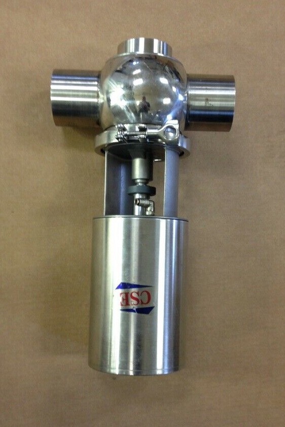 3" CSE Crossbody T Single-Seat Shut-Off Valve Pneumatic Sanitary T316L ...