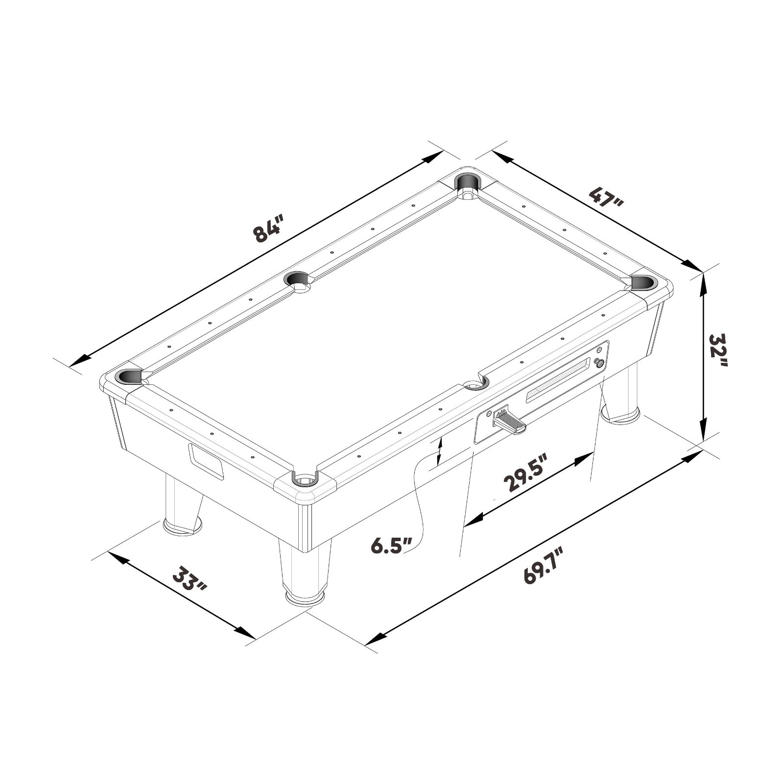 7FT Coin Operated Pool Table Billiards green with accessories ...