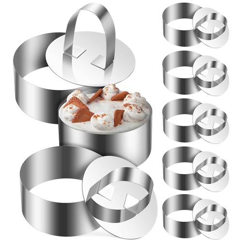 8 Sets Stainless Steel Press Mold Cooking Rings Molds Kitchen Dessert ...