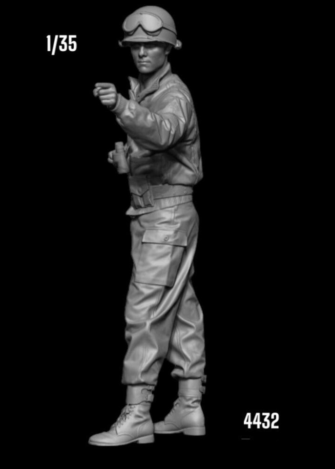 •1/35 Resin Figure US WWII Tank Crew Commander Standing Pointing Model ...