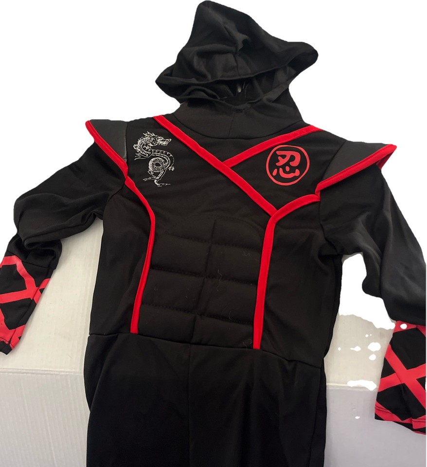 Halloween Boys Ninja Costume Size Small 6/8 Gloves Mask Stars Chucks ...