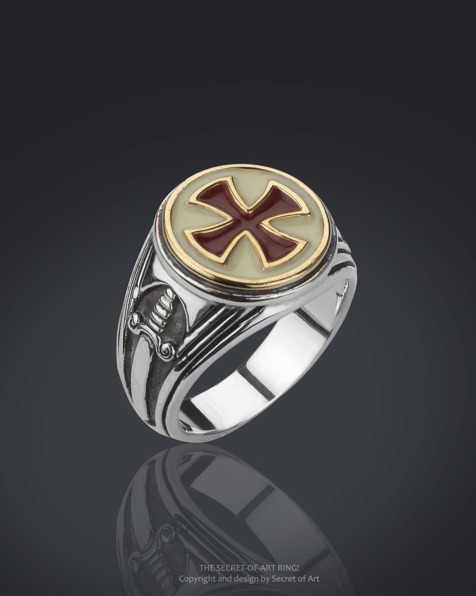 Knights Templar Ring Abstract Silver Knights Templar Ring "Memento