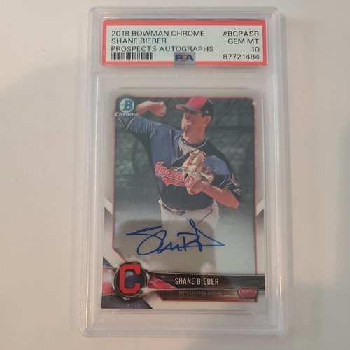 2018 Bowman Chrome - Prospects Autographs #BCPASB Shane Bieber (RC) PSA ...