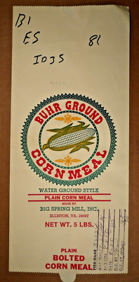 Vintage Sack Paper Bags - BIG SPRING MILL, CORN MEAL, ELLISTON ...
