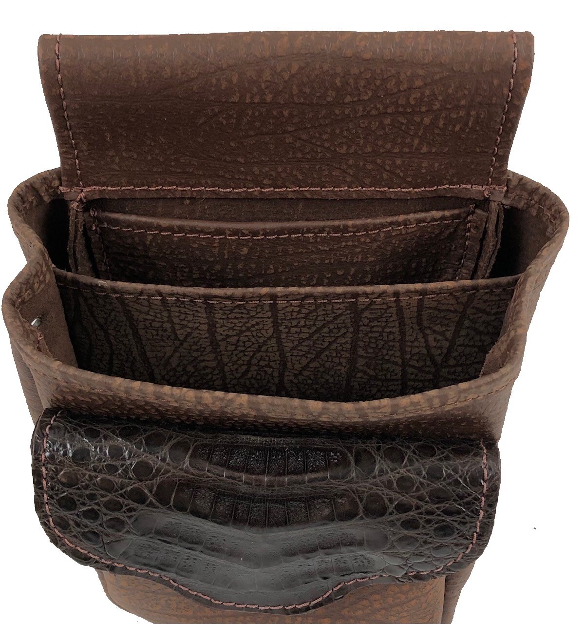 Real CROCODILE & BUFFALO HIDE SHOTGUN SHELL POUCH Skeet Sporting Clays ...