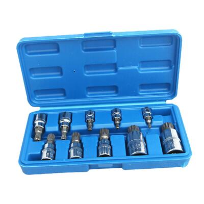 10Pcs/Set Bit Socket Set 12 Point Triple Square Spline Tamper Proof ...
