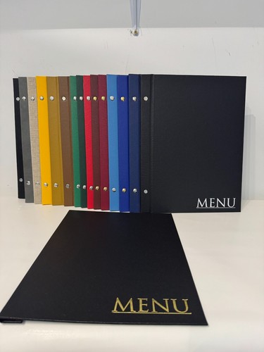Restaurant Menu Covers - Buckram Material - Leather - Black, Blue, Red ...