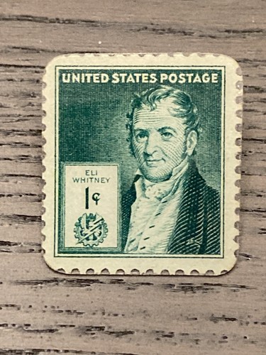 PIN ELI WHITNEY STAMP COTTON GIN INVENTOR 1940 VINTAGE GREEN 1ct SINGLE ...