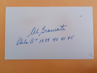 Al Brancato (d. 2012) Signed Index Card - Athletics | eBay
