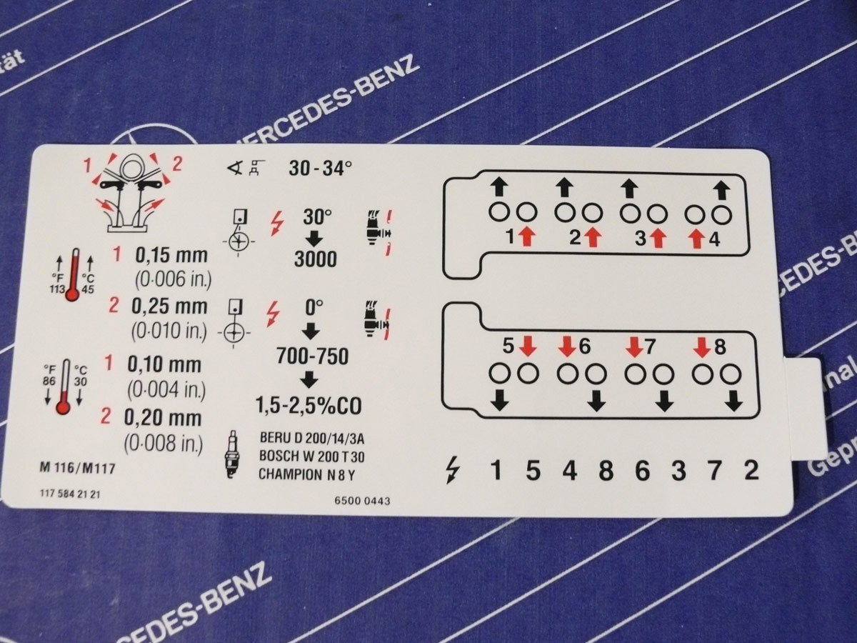 Genuine Mercedes engine sticker M116/M117 for R107 W107 W116 with D ...