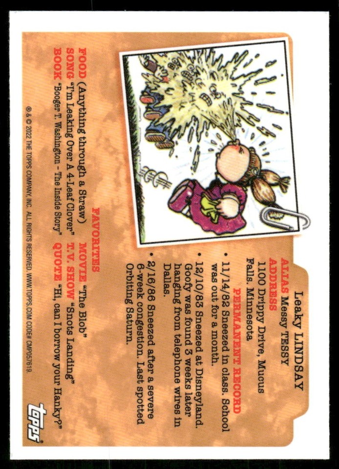 2022 Topps Chrome Garbage Pail Kids Original Series 5 #170b Luke Puke ...
